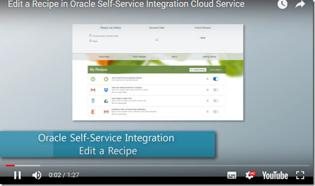 Recipe in Oracle Self-Service Integration | PaaS Community Blog