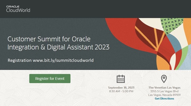 Customer Summit for Oracle Integration & Digital Assistant September ...